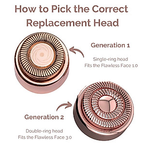 Finishing Touch Flawless Face Replacement Heads Generation 1, 2 x 18 Karat Gold-Plated Hypoallergenic, Single-Ring Heads for Flawless Face 1.0, Set of 2