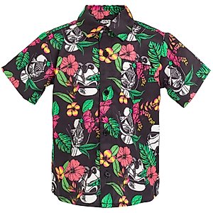 STAR WARS Darth Vader Stormtrooper Big Boys Hawaiian Button Down Shirt Black 14-16