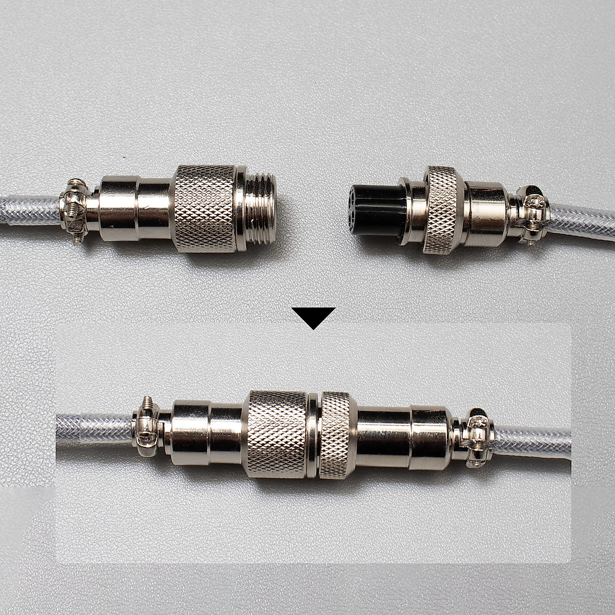 SUEHIODHY 5.9ft Custom Coiled Pilot Cable Type C to USB-A with Detachable Aviation Connector for Mechanical Gaming Keyboard