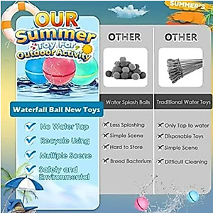 Reusable Water Balloons Magnetic- 6 Pack Silicone Water Balloons for Kids and Adults- Refillable Self Sealing Water Bomb Balloons- Vibrant Colors Perfect for Summer Parties- Water Bombs Splash Balls