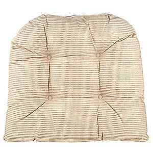 Klear Vu Saturn Non Slip Seat Cushion, Button Tufted Sitting Pillow with Durable Fabric Cover, Ideal for Dining, Office or Rocking Chair, 18" x 20" x 3", Set of 1, Natural