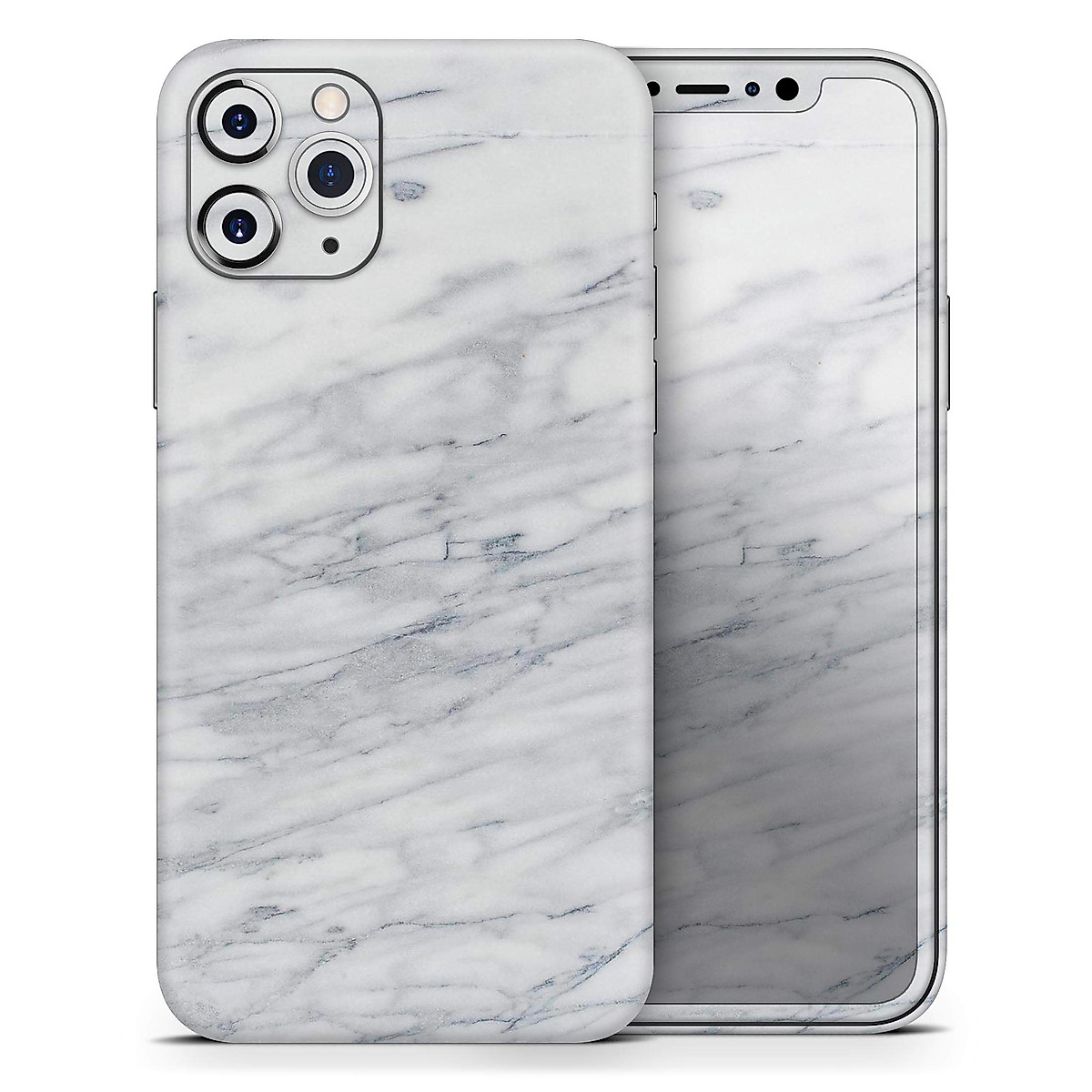 Design Skinz White & Grey Marble Surface V2 - DesignSkinz Protective Vinyl Decal Wrap Skin Cover Compatible with The Apple iPhone 11 Pro (Full-Body, Screen Trim & Back Glass Skin)