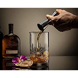 Mixology & Craft Cocktail Set - 7-Piece Bartender Kit - Mixing Glass Set Includes Crystal Stirring Glass (24oz), Japanese Jigger, Spoon, Muddler and Strainer - Bar Accessories and Tools