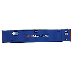 Walthers SceneMaster HO Scale Model of Pacer Stacktrain (Blue, White, red) 53' Singamas Corrugated Side Container,949-8507