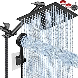 10" Rainfall Shower Head/Handheld Combo, Powerful Jet Modes, 11" Arm, 3 Spray Settings, Anti-leak with Holder/Hose, Height/Angle Adjustable