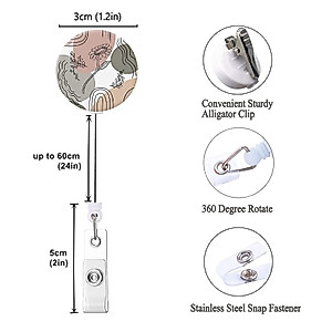 Badge Reel Retractable Cute ID Card Badge Holder with Sturdy Alligator Clip Name Nurse Decorative Badge Reel Clip on Card Holders (3 Pack Abstract Flowers)