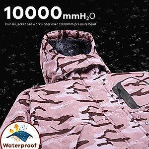 WULFUL Women’s Waterproof Snow Ski Jacket Mountain Windproof Winter Coat with Detachable Hood