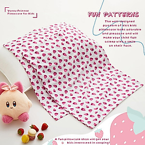 Vonty Kids Pillowcase Pink Strawberry Printed Standard Pillow Cases, Microfiber Kids Pillow Cases for Girls - Soft & Breathable 20x26 Pillow Covers(2Pcs)