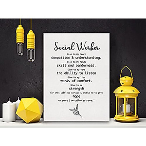 Social Worker Gifts for Women Men,Motivational Social Worker Quote Poster Canvas Wall Art Painting Ready to Hang for Home/Office/Living Room Decor - Graduation Birthday Christmas Gifts - Easel & Hanging Hook 11.5x15 Inch