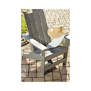 Signature Design by Ashley Visola Outdoor Patio HDPE Weather Resistant Adirondack Chair, Gray