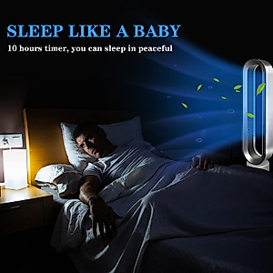 HealSmart Sufficient Size Bladeless Fan, Standing Fan, Tower Fan, 10 Speeds Settings, 10-Hour Timing Closure Bladeless Fan, Stylish And Modern Fan, Low Noise