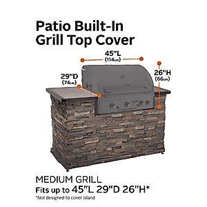 Classic Accessories Ravenna Water-Resistant 45 Inch Built-In BBQ Grill Top Cover, Taupe, Grill Cover, Grill Cover for Outdoor Grill, BBQ Cover