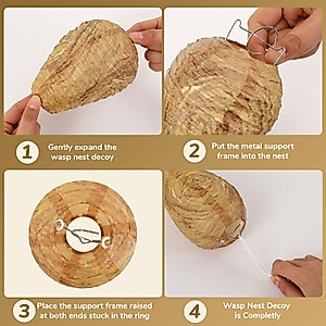 DECYOOL 4 Pack Mini Size Paper Wasp Nest Decoy Hanging Fake Wasp Nest for Wasps Hornets Yellow Jackets