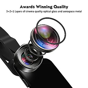 KEYWING Phone Camera Lens 3 in 1 Phone Lens Kit, 198 Fisheye Lens + 120 Super Wide-Angle Lens + 20x Macro Lens for iPhone Samsung Android Smartphone