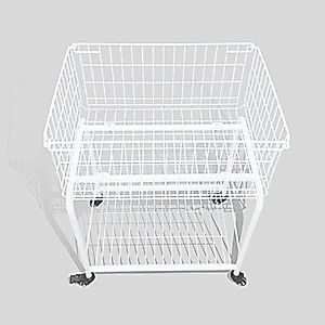 basket for garments storage, easy moved with wheels have brake, Laundry basket, white color，rolling basket