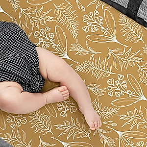 Stretchy Ultra Soft Jersey Knit Fitted Pack n Play Sheets Set 2 Pack, Portable/Mini Crib Sheets with Deep Pocket, Fitted Playard Mattress Safe and Snug, Stylish Watercolor Deer and Leaves