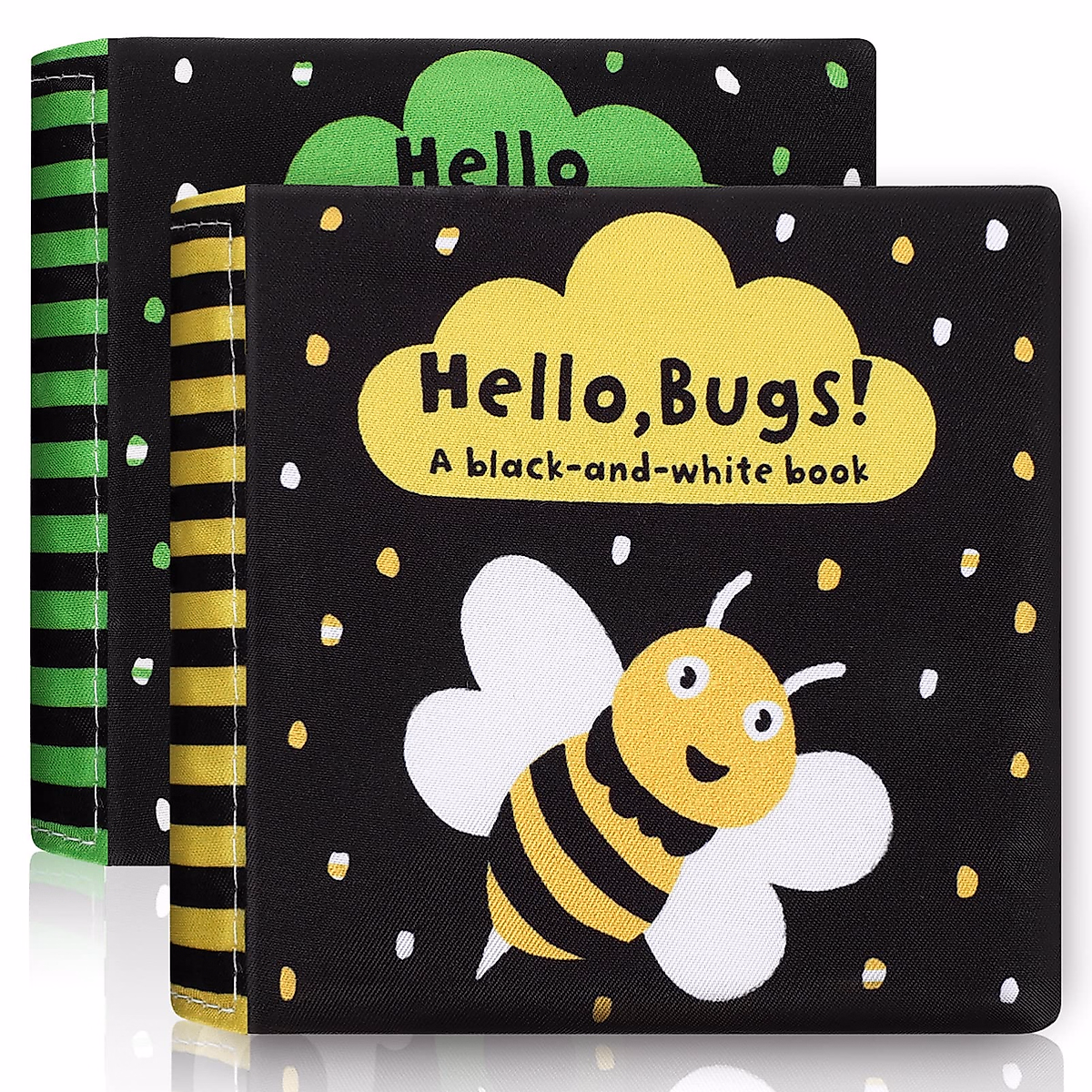 Toyvian 2 Pcs Baby Soft Cloth Book, Black and White High Contrast Baby Activity Crinkle Books Early Educational Learning Toys for 0 3 6 9 12 Months Newborn Infants Babies Boys and Girls