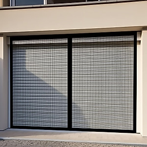 Magnetic Garage Door Screen 10x8ft, Durable Fiberglass Garage Hand Free Doors Screen with Powerful Magnets, Easy Assembly