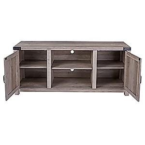 ROCKPOINT 58inch Barn Door TV Stand Entertaiment Media Console Center Industrial Style , Grey Wash