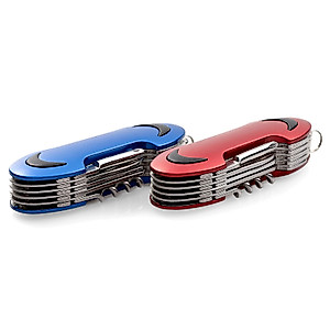COMEBO 2 PCS Pack Foldable Pocket Swiss Style Army Knife, 12-in-1 Multitools Pocket Knife for Camping Hiking Multi Function Survival Tool