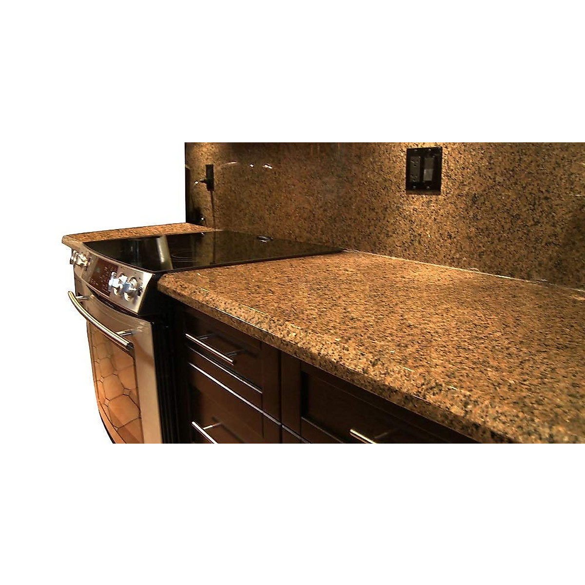 EZ FAUX DECOR Kitchen Countertop Update Vinyl Laminate Cover | Easy Install | Peel and Stick | Durable Self-Adhesive | 36” x 180” | Granite Marble Design | Venetian Gold (15ft)