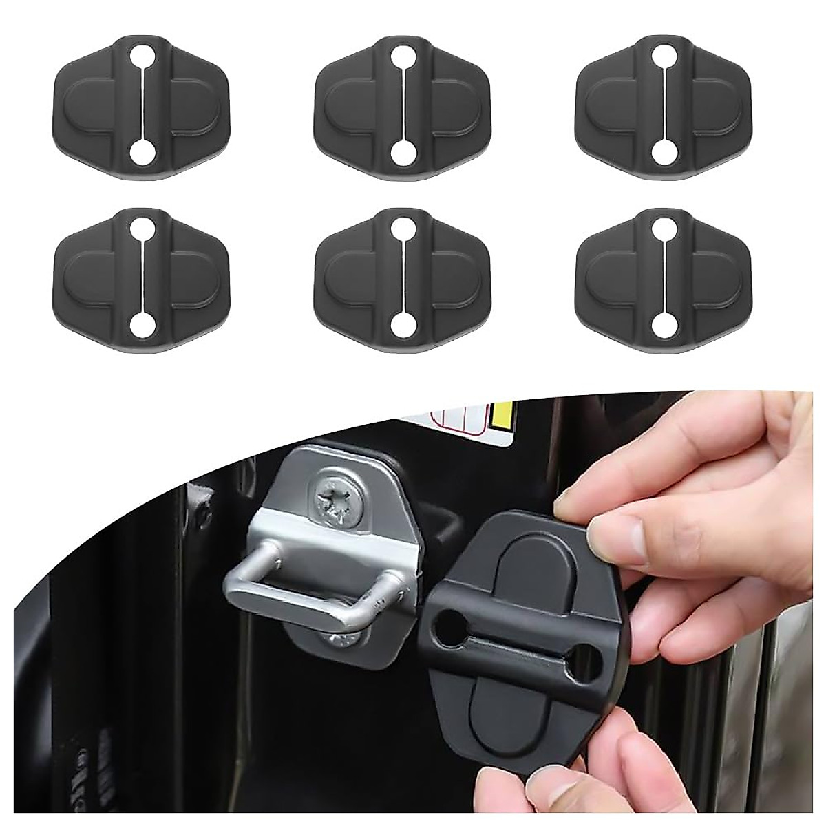 NHHC 6PCS Car Door Lock Cover Compatible with Jeep 2018-2023 Wrangler JLU JL 4XE & Jeep Gladiator JT Door Trim,Car Mods Door Latch Cover Car Decorations for Men Women