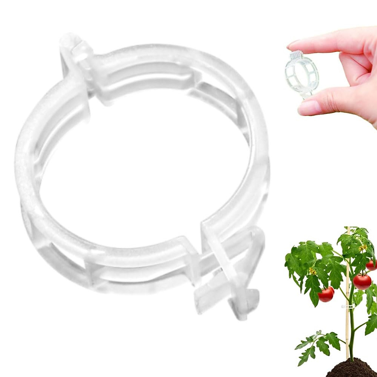 Secured Plastic Plant Clip, 2024 New Plant Fixing Clips for Climbing Plants Plastic Support, Small Plastic Clip Tomato Trellis Clips for Garden Vine Plant Vegetables Tomato (white-100 pcs)