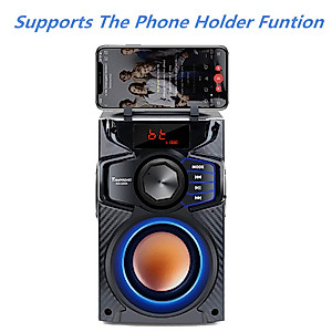 Bluetooth Speakers, Wireless Speaker with Impressive Sound, Rich Bass, Wireless Stereo Pairing, Portable Speaker with Party Light, Support Remote Control FM Radio for Phone Computer PC Home TV
