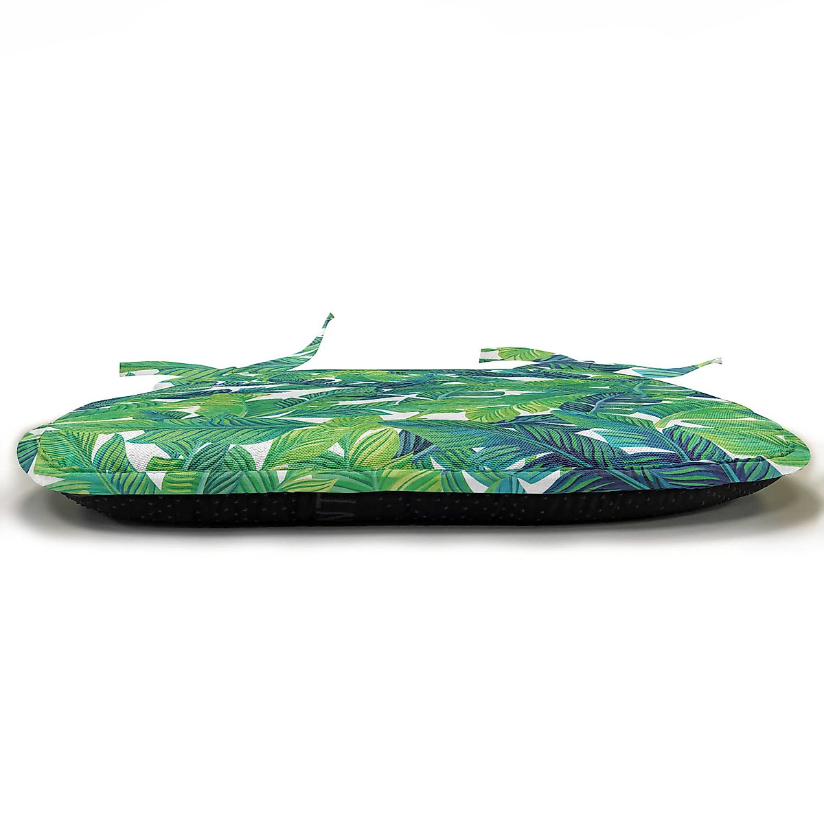 Ambesonne Banana Leaf Chair Seating Cushion Set of 8, Green Leaves of a Tropical Tree Brazilian Jungle Island Vegetation Art, Anti-Slip Seat Padding for Kitchen & Patio, 16"x16", White and Green