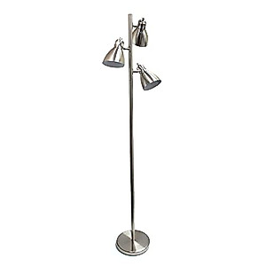 Simple Designs LF2007-BSN Metal 3 Light Tree Floor Lamp, Brushed Nickel