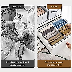 Msthreeup 7 Grids Washable Wardrobe clothes Organizer, Drawer Organizer Dividers,Closet Organizers and Storage Box for Folded Clothes,Jeans,Shirts,T-shirts,dress (1PC Large)