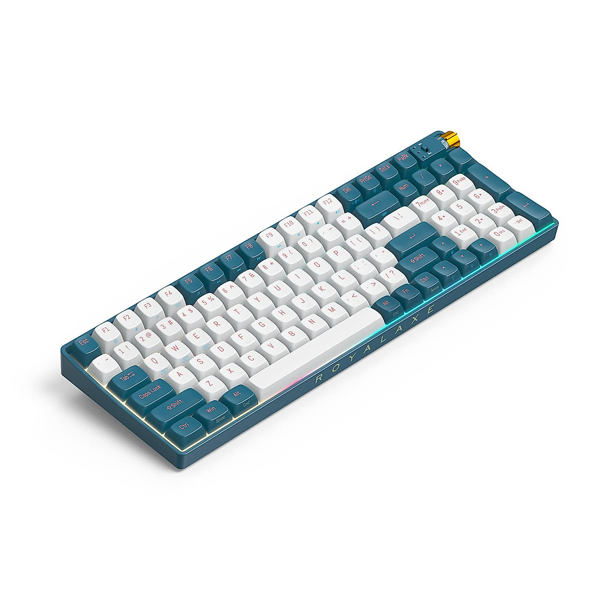 ROYALAXE X ProtoArc R100 Wireless Mechanical Keyboard, Hot-swappable Wired/Bluetooth 5.0/2.4G Wireless Keyboard w/RGB Backlit for Windows & Mac, PBT Keycaps, Multi-Device, Gateron G Yellow Pro Switch