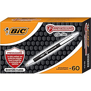 BIC PrevaGuard Clic Stic Ballpoint Pen, Black, 60-Count