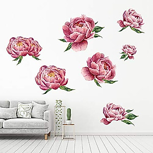 Large Peony Wall Decal Wall Sticker, Home Decor 40CM x200CM, Peel and Stick Removable Giant Wall Stickers Wall Mural for Kids Nursery Bedroom Living Room