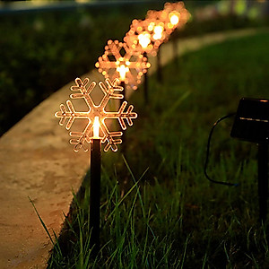 MOFUCA 5pcs Solar String Light, Halloween Christmas Outdoor Lights for Garden, Auto On Off Waterproof Christmas Decorative Lights for Party, Wedding, Home, Window, Bathroom(Snowflower)