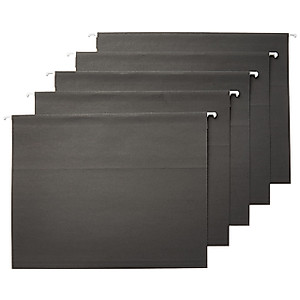Amazon Basics Hanging File Folders, Letter Size, Black, 25-Pack