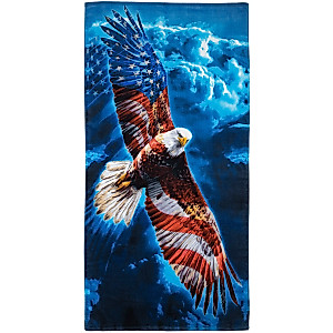 Dawhud Direct American Eagle Beach Towel for Men, Boys, Girls, Kids, Women Eagle Bath Towel Print 30" x 60" Pool Towel Super Soft Plush Cotton Eagle Towel for Eagle Lovers American Towel