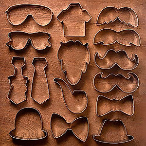 KENIAO Father's Day Cookie Cutter Set, 15 Pcs, Stainless Steel