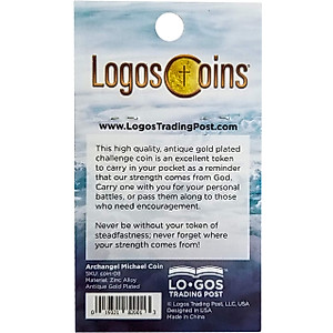 Archangel Saint Michael, Antique Gold-Color Plated Challenge Protection Coin, The Lord is with You Mighty Warrior, Judges 6:12 and No Harm Will Overtake You, Psalm 91 Gift