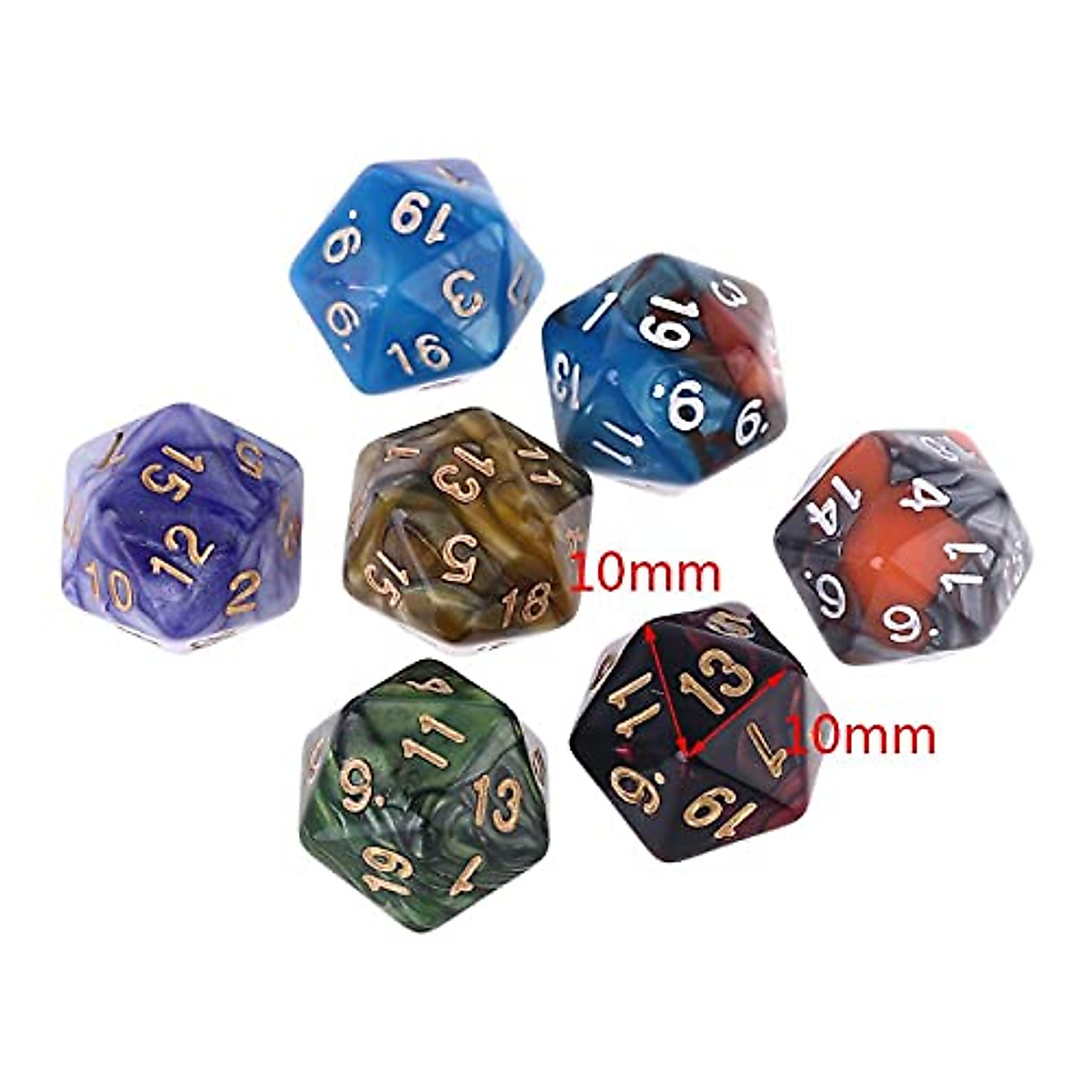 SUWEILE SZSZ 7pcs D20 Polyhedral Muti-Sided Dice Numbers Dials Table Board Role Playing Game for Bar Pub Club Party 0212