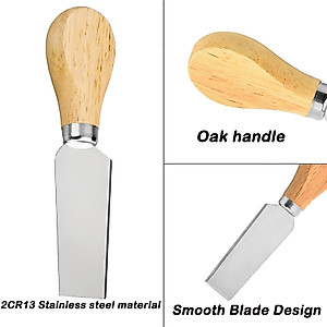 RMAMSCOV Cheese Knife Set, 8 PCS Stainless Steel Cheese Knife with Wood Handle, Butter Knife & Fork Cheese Tools,2 Cheese Knife, 2 Cheese Shaver, 2 Cheese Fork,2 Cheese Spreader