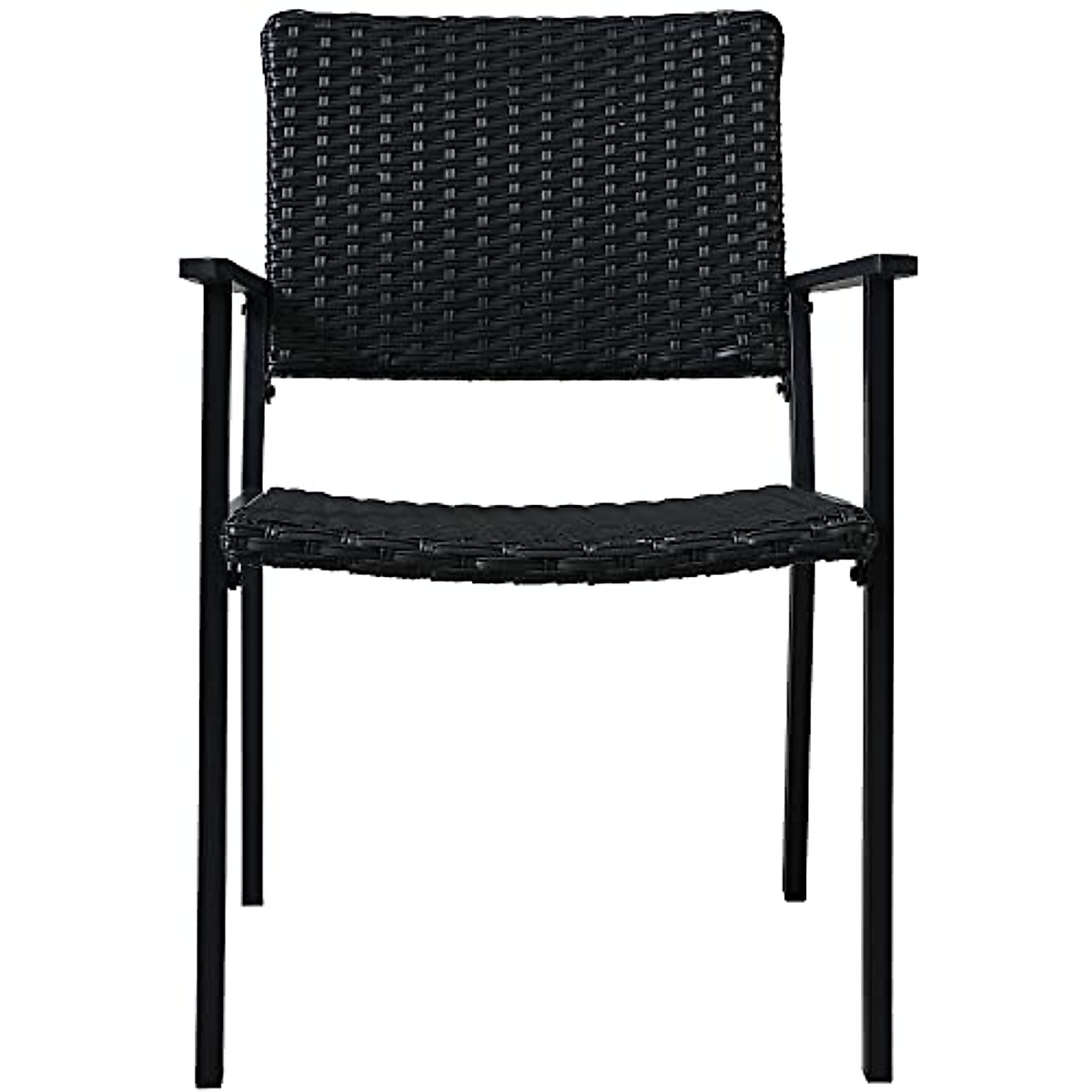 HHOK 5-Piece Table Umbrella Hole and 4 Dining Chairs for Garden, Deck, Outdoor Patio PE Wicker Sets, Frame+Black Rattan