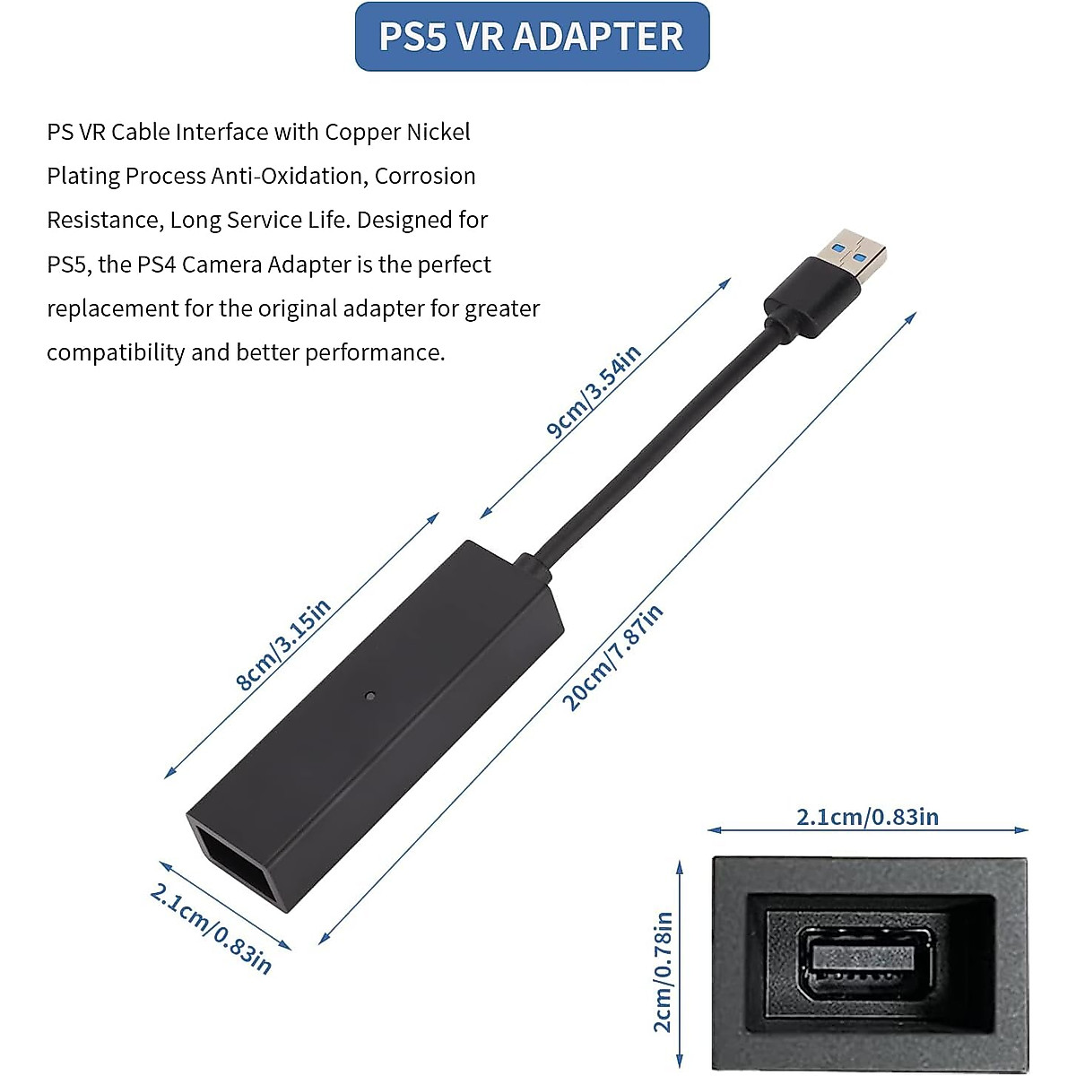 Luqeeg VR Converter Cable for PS5, VR Camera Adapter for PSVR on PS5, Converter Connecting Cable for PS5 Game Console, Parallel Adapters for Host Camera
