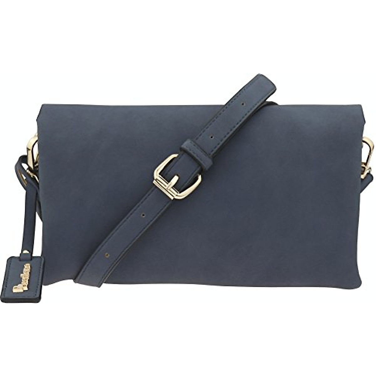 B BRENTANO Vegan Fashion Double-Flap Wristlet Clutch Crossbody Handbag (Navy(N))