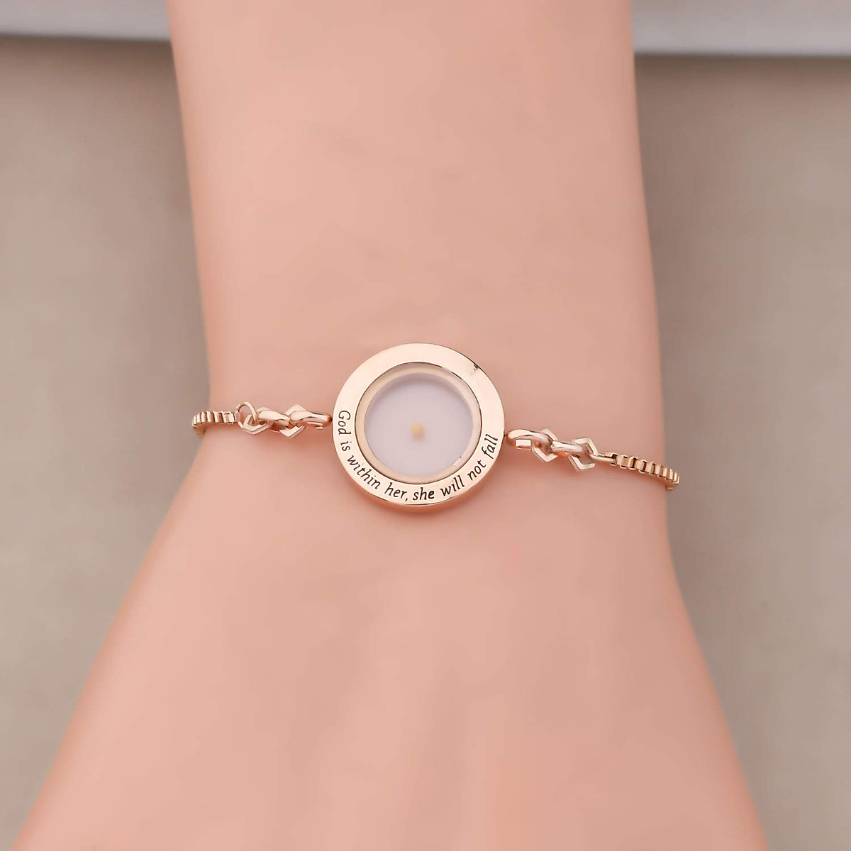 FAADBUK Christian Mustard Seed Bracelet Christian Gift Psalm 46:5 God Is Within Her She Will Not Fall Mustard Seed Jewelry Bracelet Religious Gift Jewelry