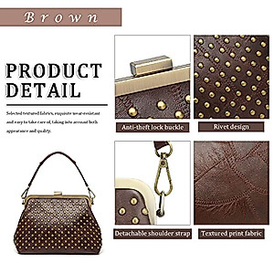 LUI SUI Vintage Rivet Shoulder Bags for Women Retro Classical Top Handle Purse Tote Bags
