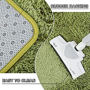 GERBIT Shag Area Rug 4x6 Feet Soft Indoor Rectangular Rugs Carpet Modern Luxury Plush Rugs for Living Room Home Decor Grass Green