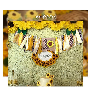 Rainlemon Sunflower Boy Girl 1st Birthday Party Highchair Banner Summer High Chair Bunting Garland Decoration