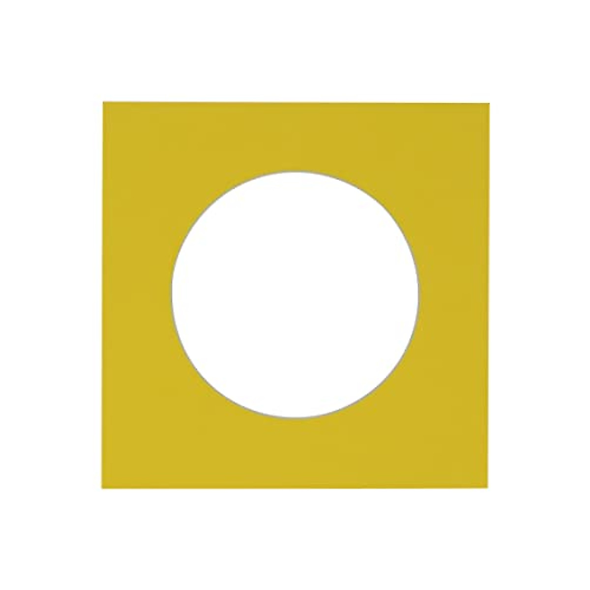 20x20 Mat Bevel Cut for 16x16 Photos - Precut Yellow Circle Shaped Photo Mat Board Opening - Acid Free Matte to Protect Your Pictures - Bevel Cut for Family Photos, Pack of 1 Matboard Show Kit With