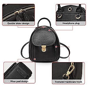 LAORENTOU Cowhide Mini Leather Backpack for Women Small Backpack Purse, Ladies Shoulder Handbags Valentines Day